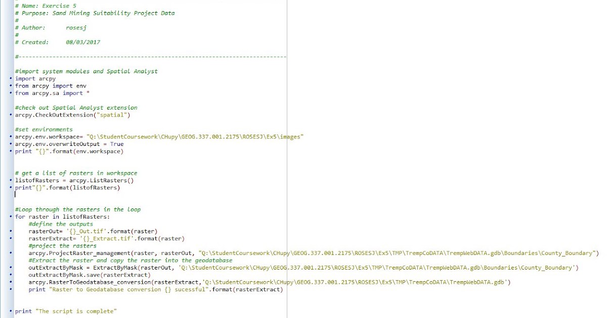 GIS II: Geography 337: Python Scripting
