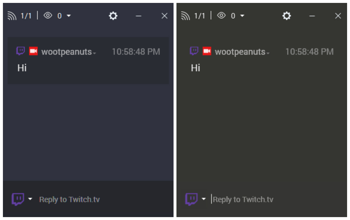 Restream Chat with no Transparency (Left). Restream Chat with ...