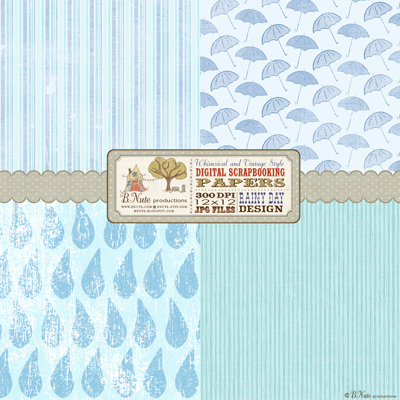 bnute productions: Free Printable Rainy Day Digital Scrapbook Papers