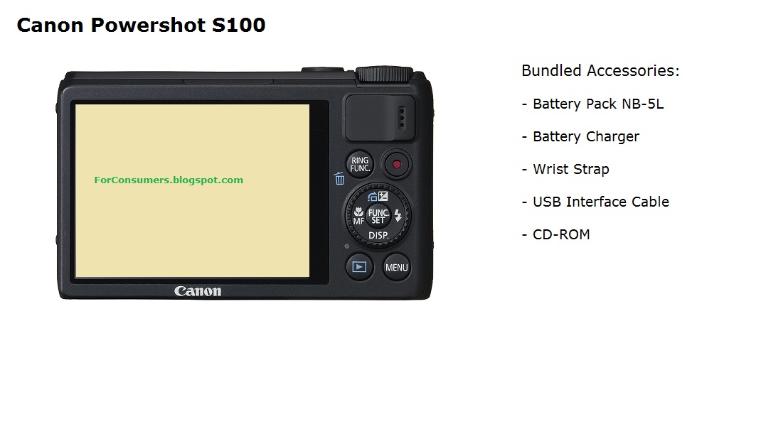 Canon Powershot S100 features and specs