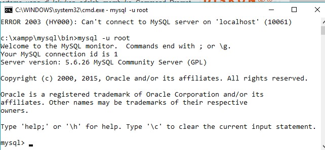perintah dasar mysql dengan menggunakan cmd - dunia-belajar.com