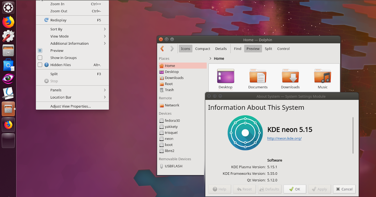 KDE Plasma Desktop + Unity Layout + Ubuntu Ambiance Theme