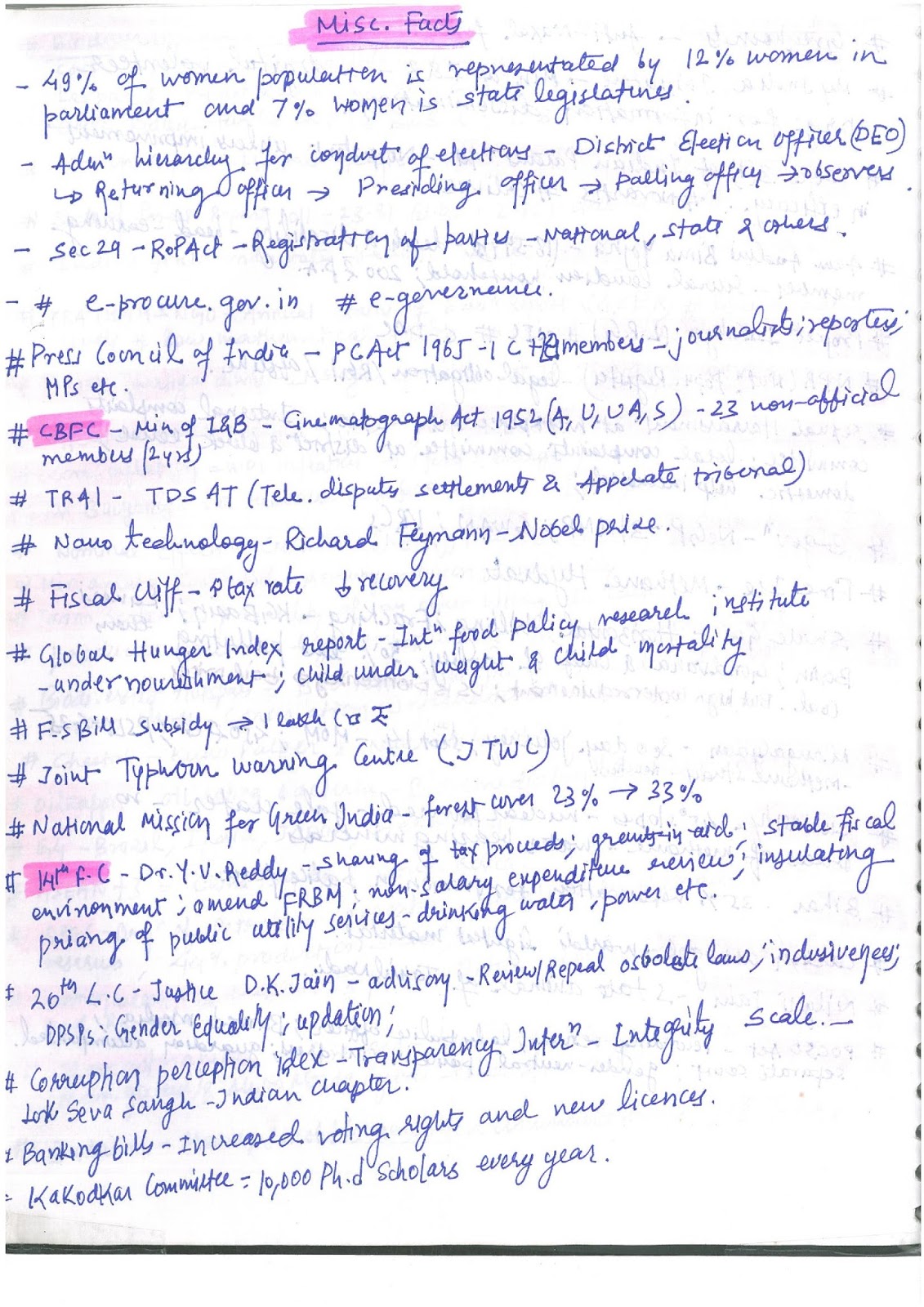 Genie Speaks: One Page Notes || Other Facts