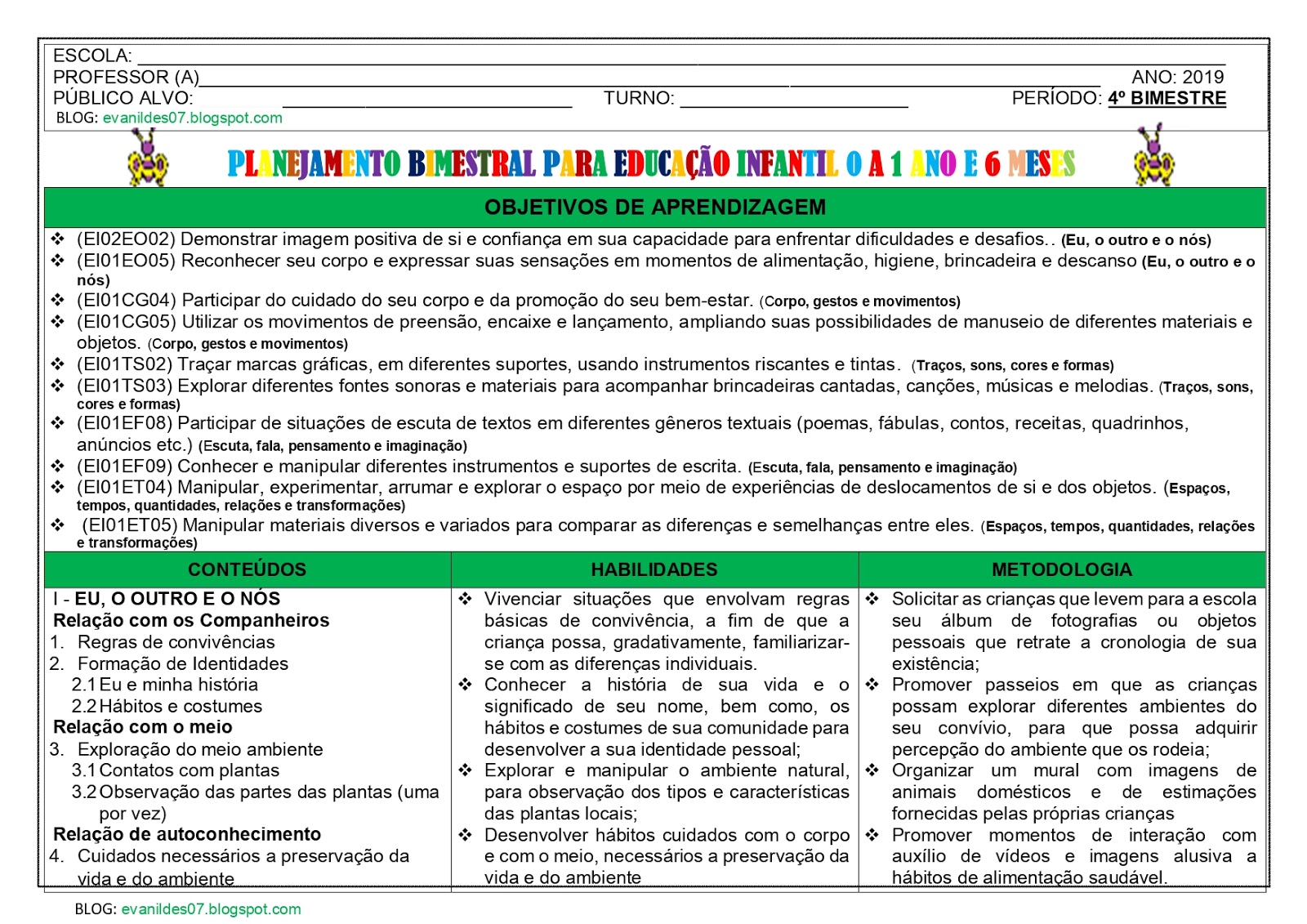Prof. Evanildes Gomes: Plano Anual Para EducaÇÃo Infantil 651
