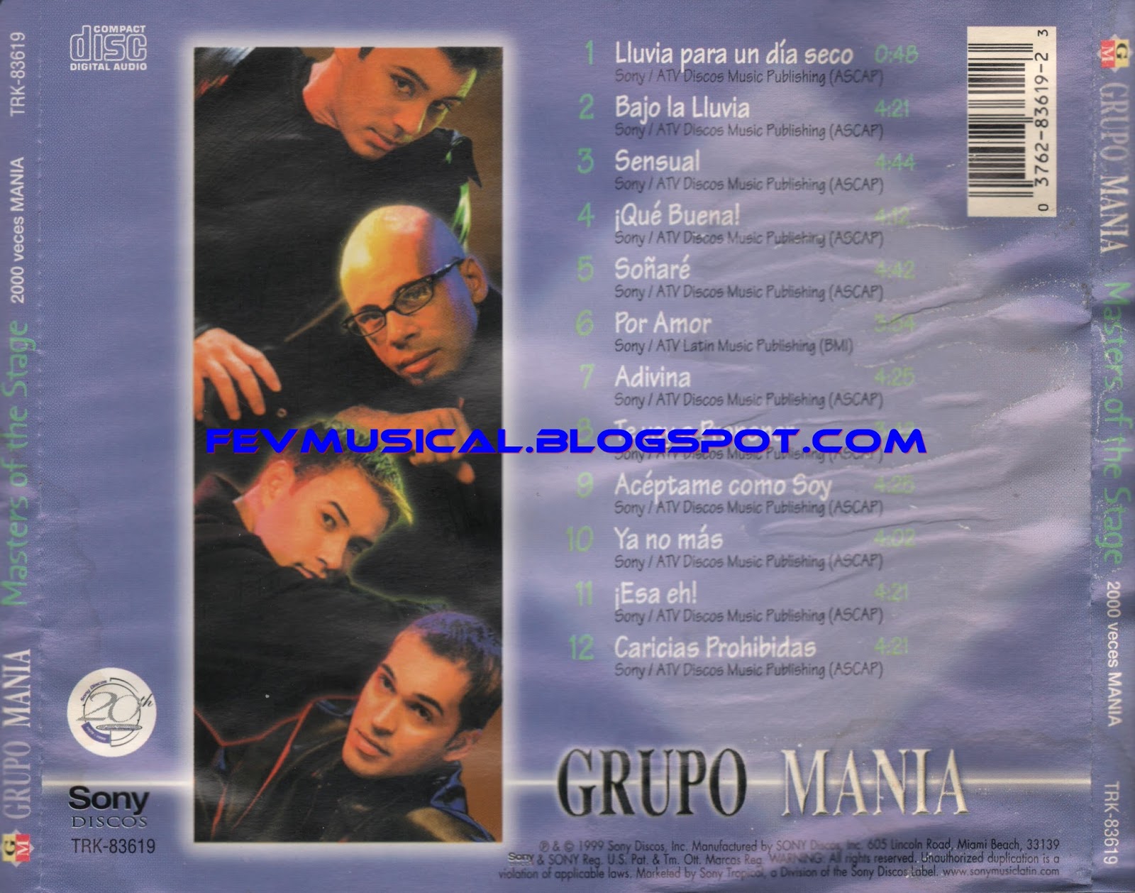 FEV MUSICAL: 1999 - Grupo Mania - Masters Of The Stage (Sony)