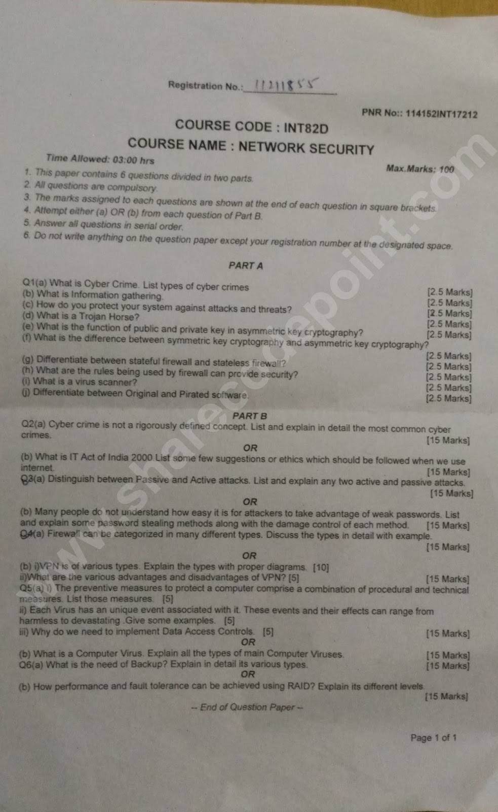 INT82D : Network Security End Term Question Paper | ETE Question Paper ...