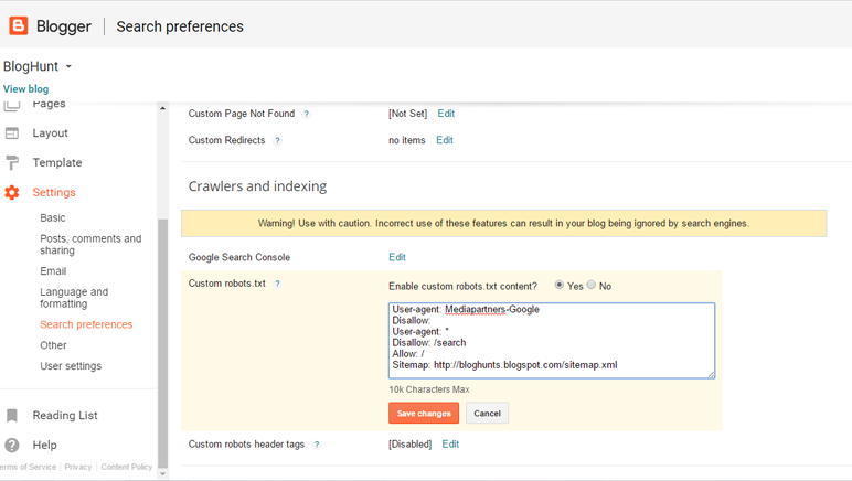 How to create and add custom robots.txt file in Blogger - FreeBlogPaint