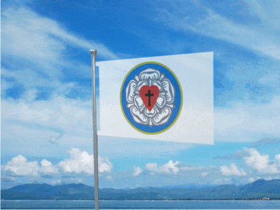 Fluttering and Flying Lutheran Rose Flags | Christian Animations