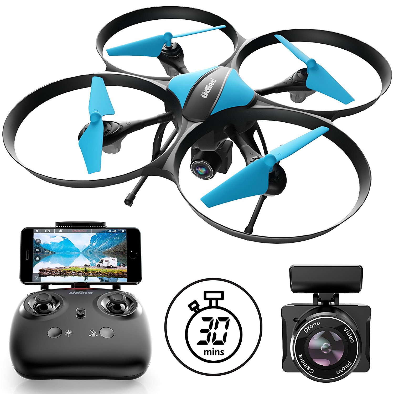 All About U49W Drone with Camera Live Video - Blue