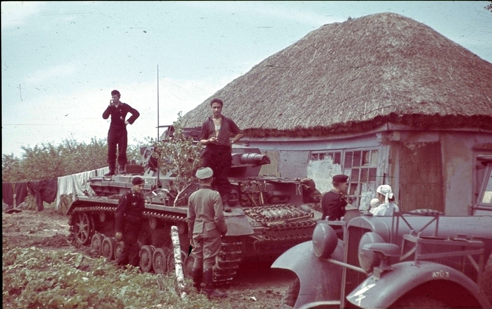 World War II in Color: Armored Soldiers Standing on Panzer IV (short ...
