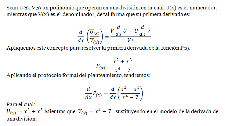 MATEMÁTICAS APLICADAS: LA DERIVADA DE UNA DIVISION