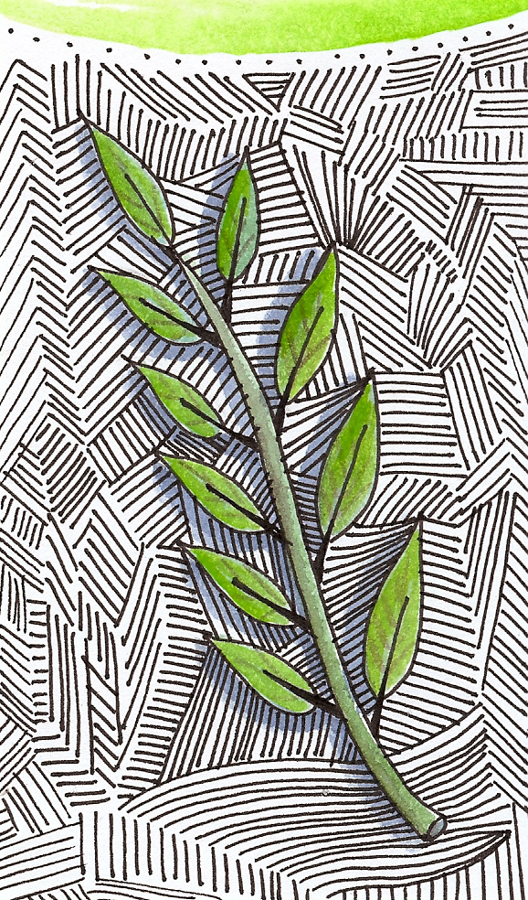 artyful: Leaf on a Zentangle Background