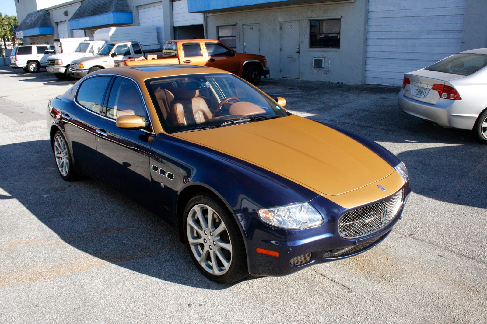 Custom Maserati Two Tone 3M Brushed Gold Vinyl Car Wrap Miami Florida ...