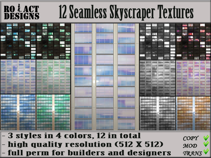 Ro!Act Designs: Ro!Act Designs 12 Seamless Skyscraper Textures