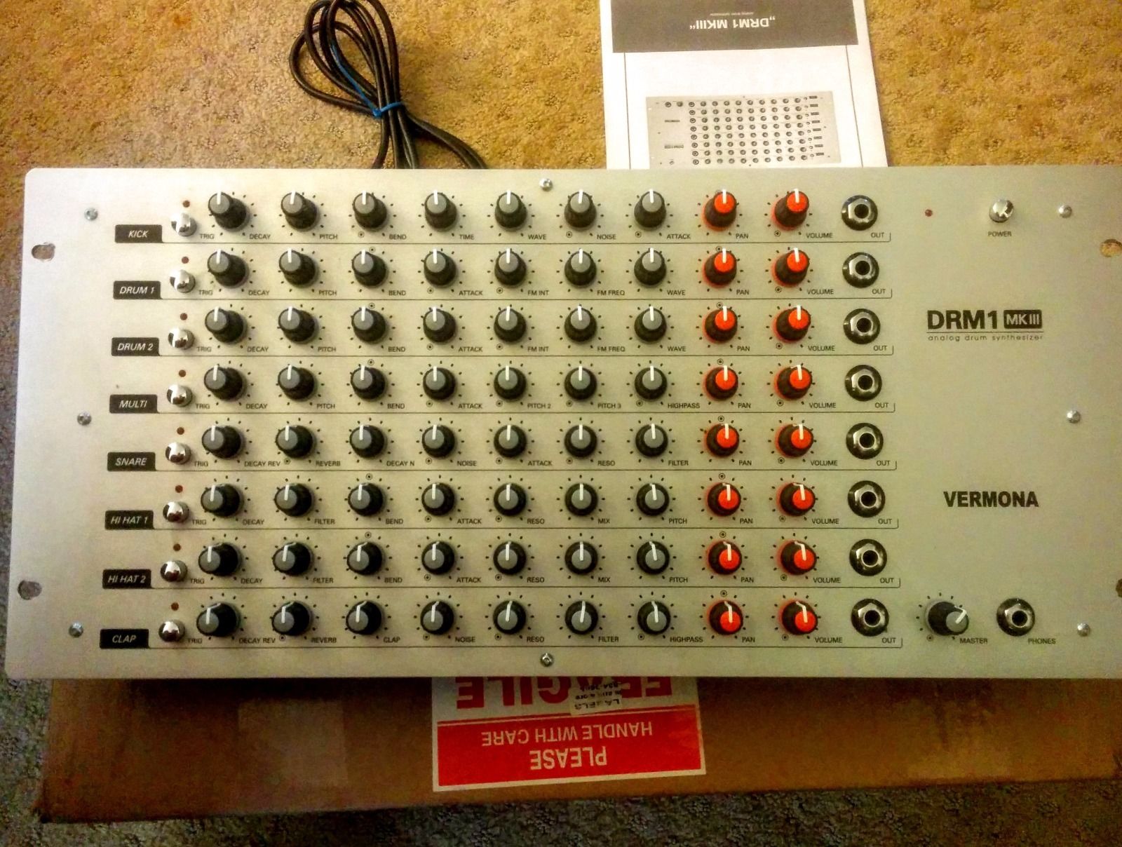 MATRIXSYNTH: Vermona DRM1 MKIII Analog Drum Synthesizer SN D 06558