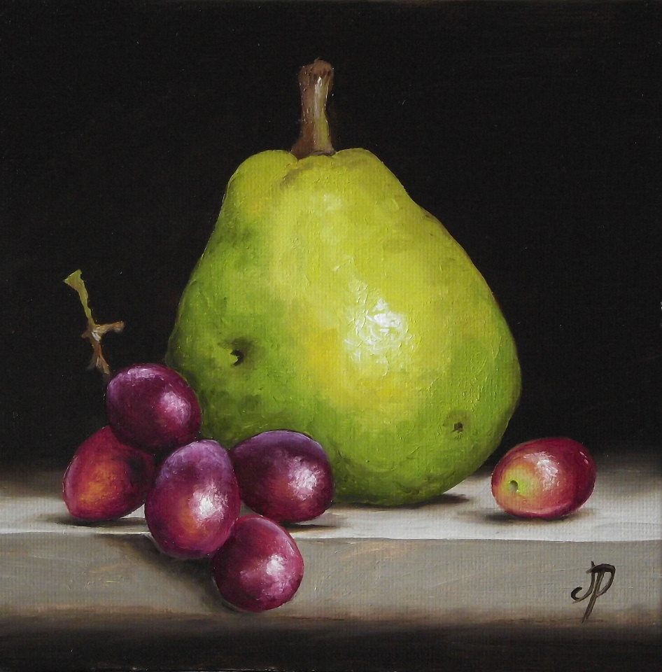 Jane Palmer Fine Art: Pear with Grapes
