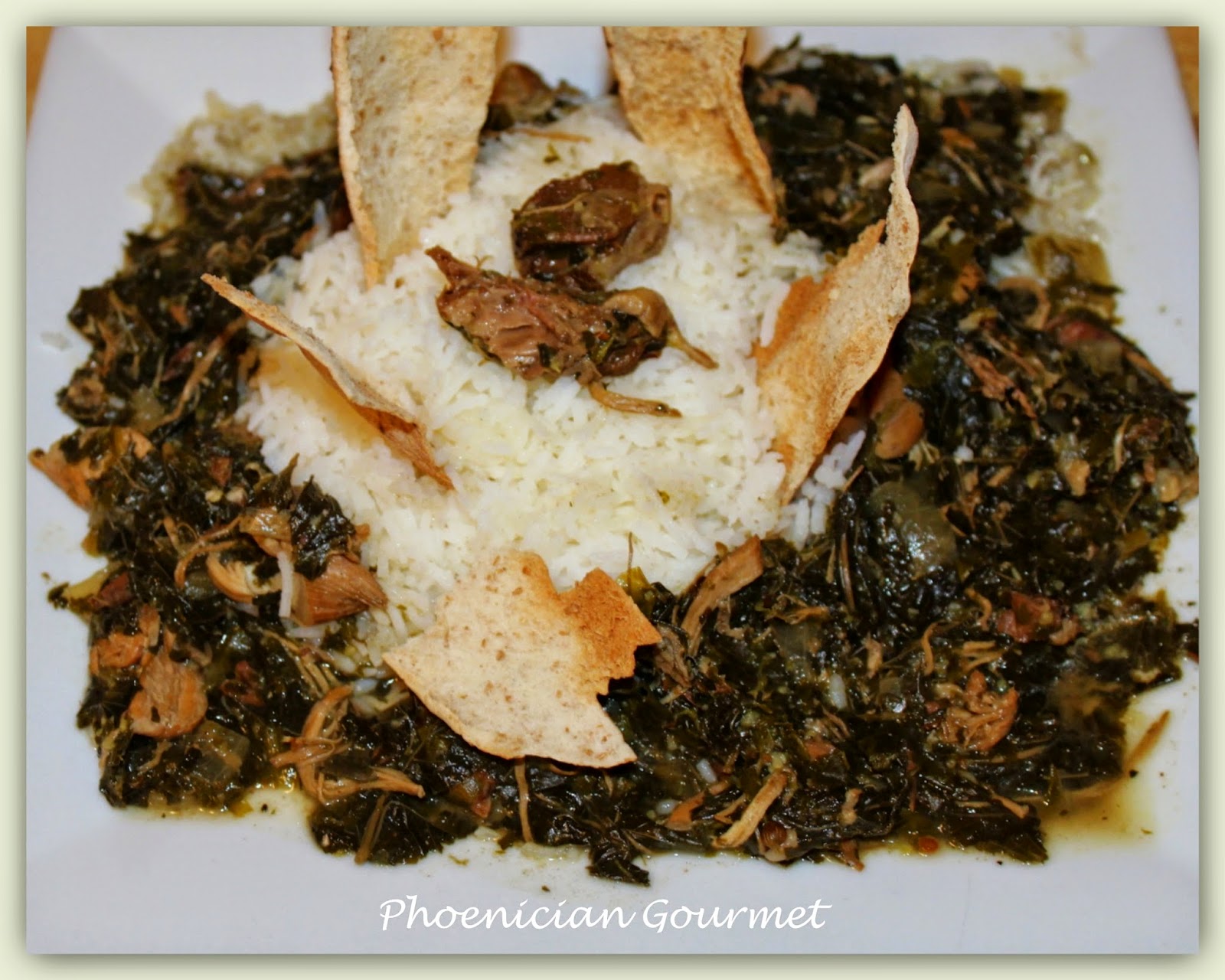 Phoenician Gourmet: Lebanese Mloukhieh - Jews Mallow Stew