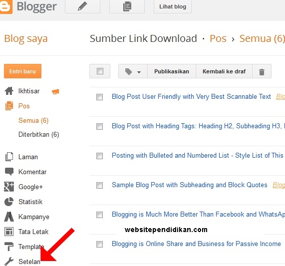 Fungsi Menu Setelan Preferensi Penelusuran Tag Meta Deskripsi Blogger ...