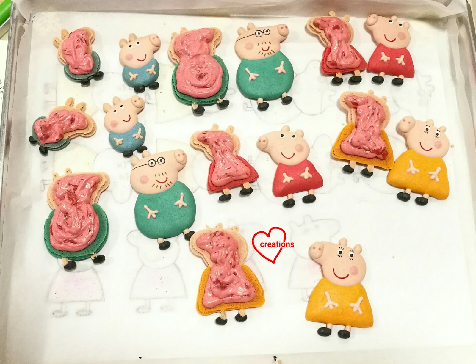 Loving Creations for You: Peppa Pig and Family Strawberry Macarons ...