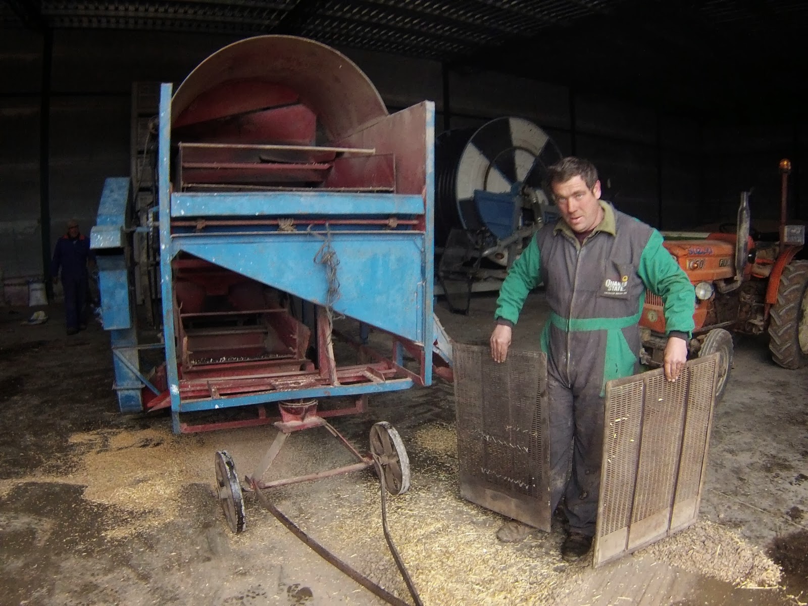 Sorting grain with an old winnower