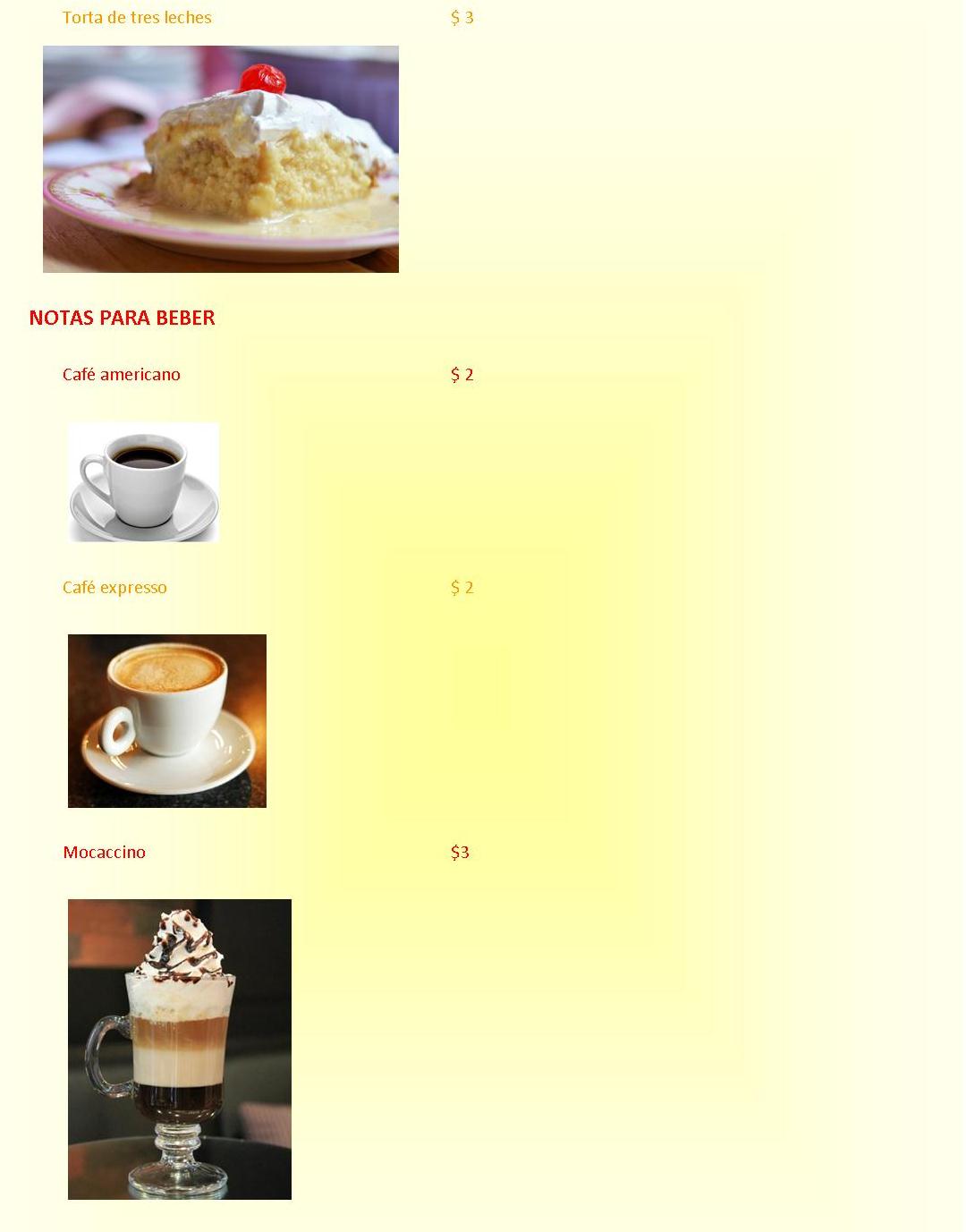 DULCES NOTAS postres y más...: Nuestro Menú