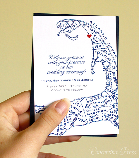 Concertina Press - Stationery and Invitations: Cape Cod Map Wedding ...
