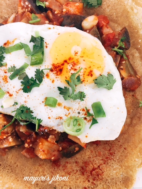Lahooh/Lahoh - Mayuri's Jikoni breakfast, egg, eggplant, flatbread ...