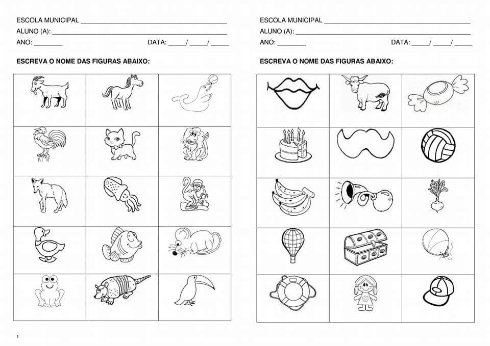 Escrita espontânea ~ Atividades para baixar