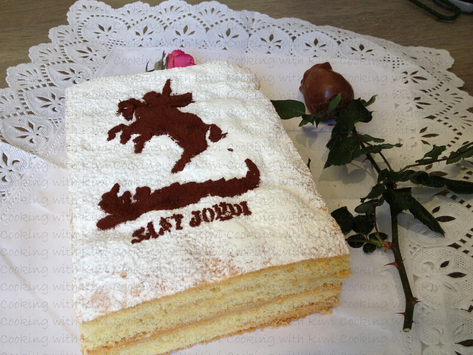 COOKING WITH KIWI: PASTEL DE SANT JORDI (BIZCOCHO GENOVESA Y BUTTERCREAM)