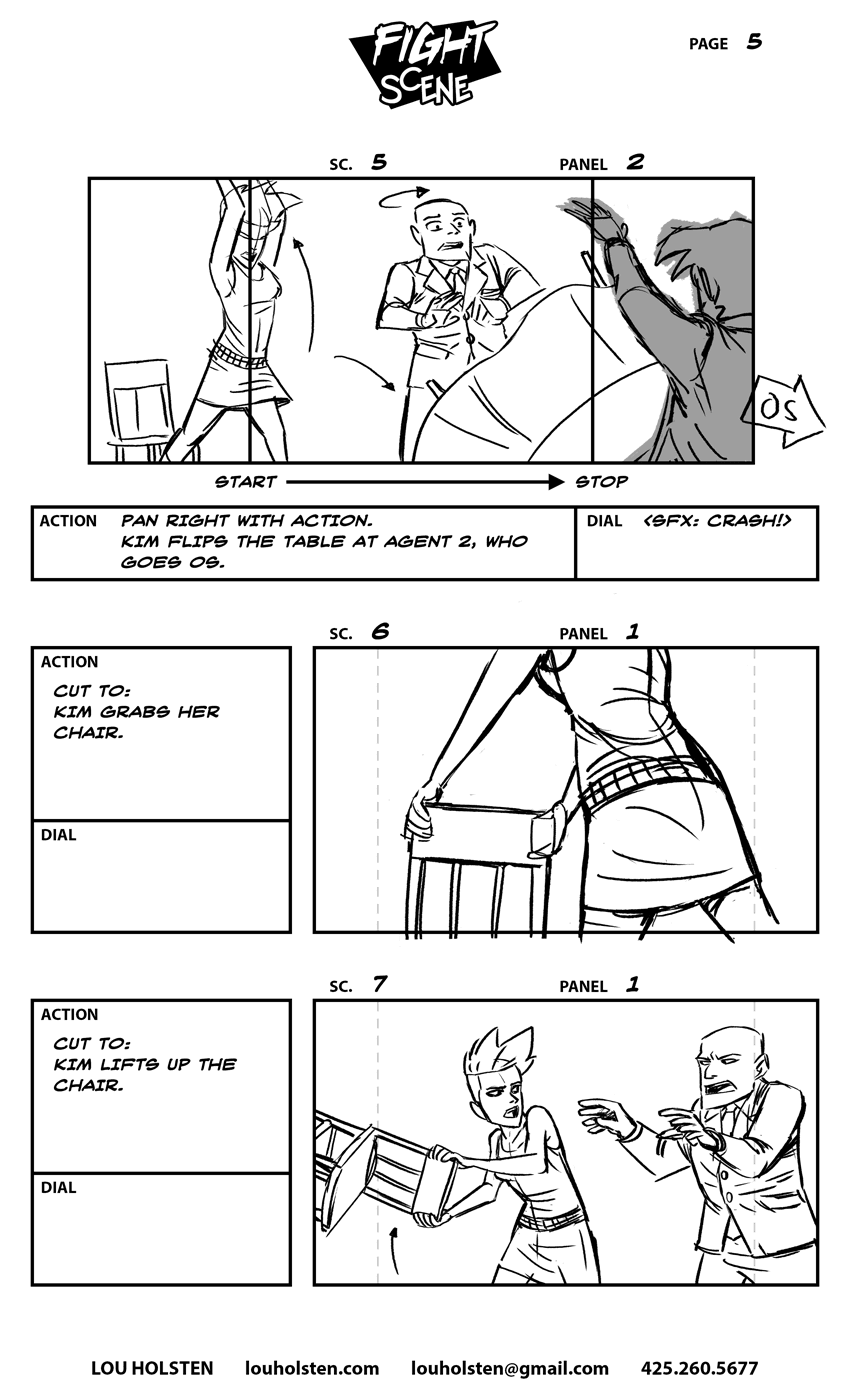 Lou Holsten: Fight Scene - storyboards