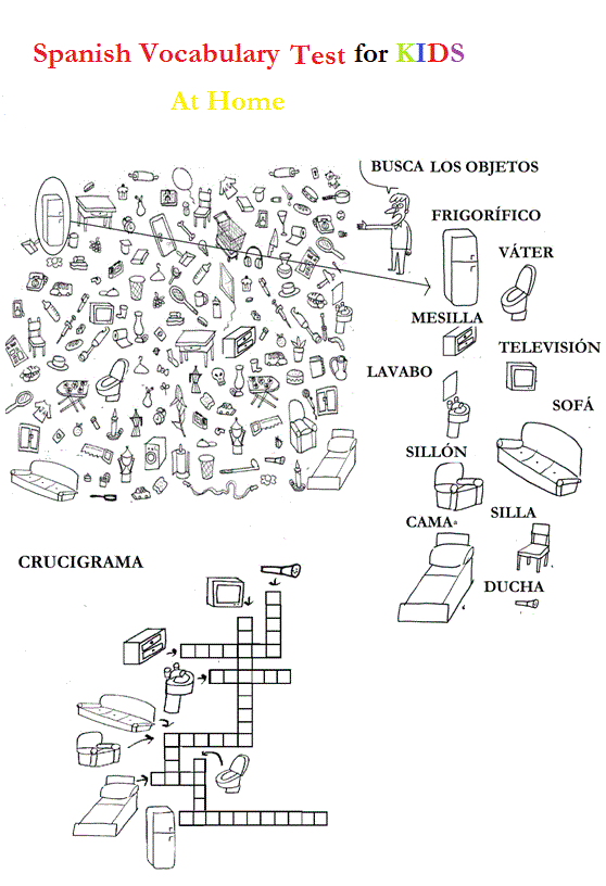 Spanish Test: Spanish Vocabulary Test for Kids: At home
