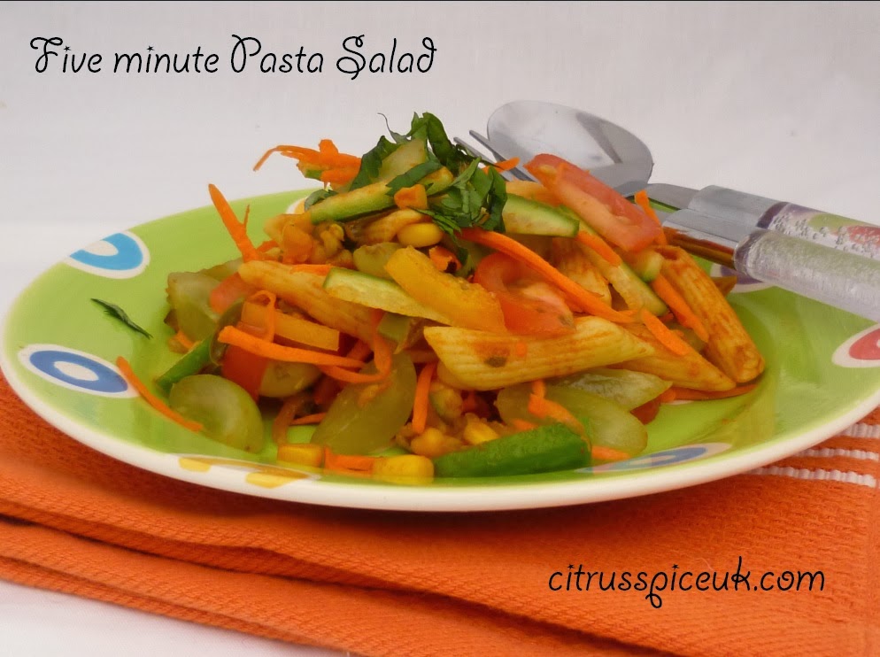 Five minute Pasta Salad. - Citrusspice and Travels