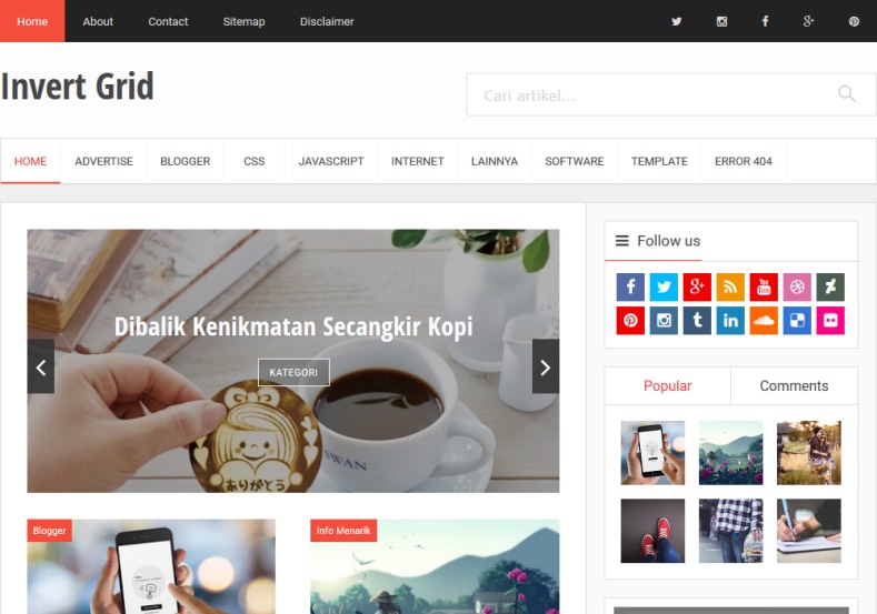 Invert Grid Blogger Template - Home