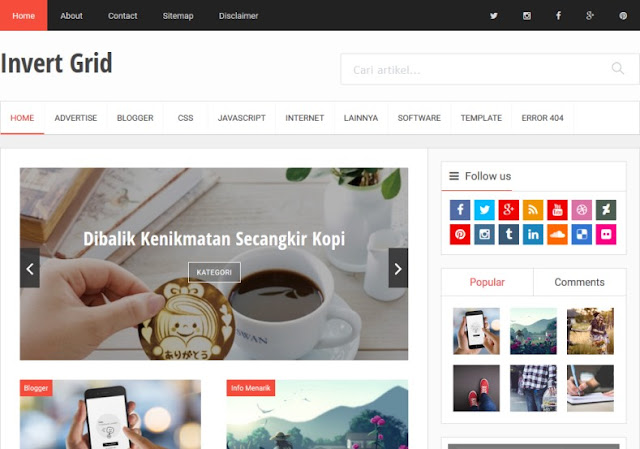 Invert Grid Blogger Template - Home