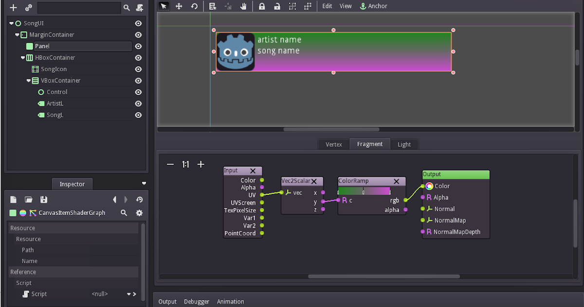 Godot Engine 2.1 - Control Panel Gradient Shader