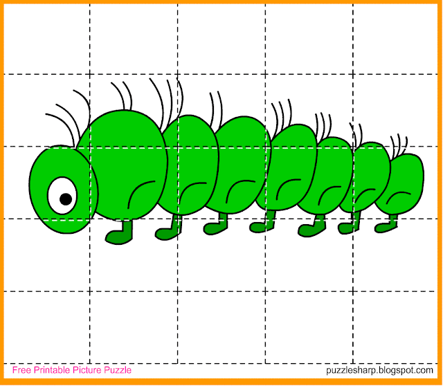 Free Puzzle Game Printable: Caterpillar Picture Puzzle