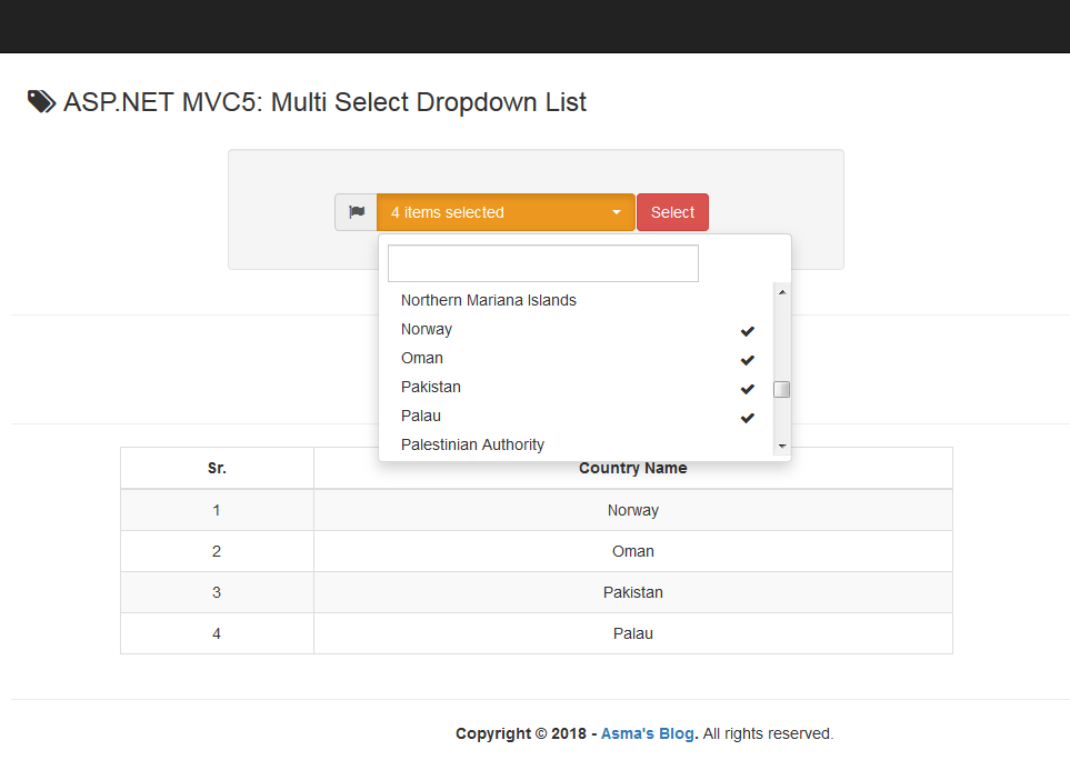 ASP.NET MVC5: Bootstrap Style Multi Select Dropdown Plugin - Asma's Blog