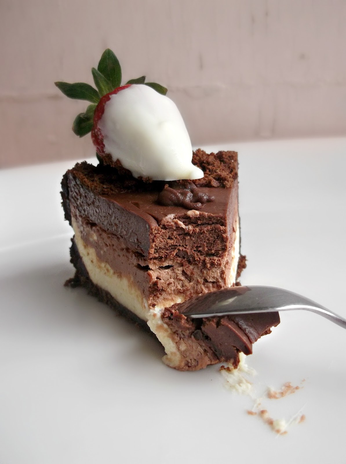 Lick The Spoon: No Bake Triple Chocolate Layer Cheesecake