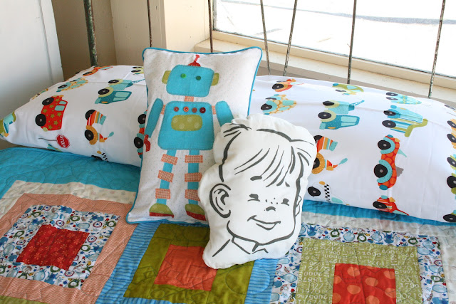 THE QUILT BARN: Vintage Boy PIllow and Window Display