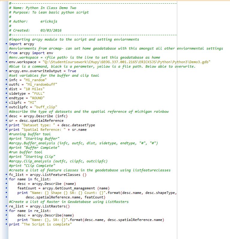 Geographic Information Systems Two: Geography 337: Python Scripting One ...