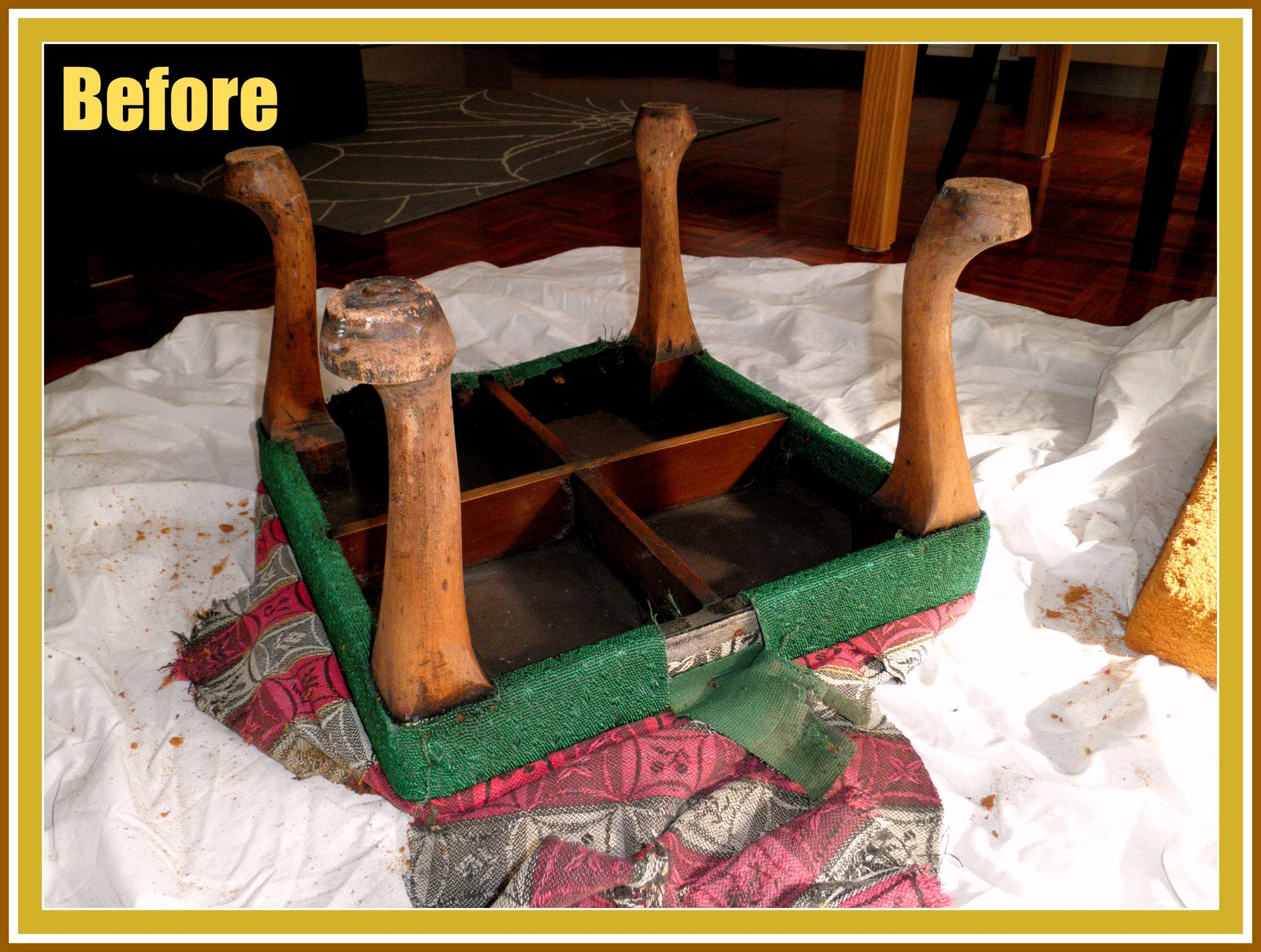 crafty claudes blog: Re upholstery project - Foot Stool Redo