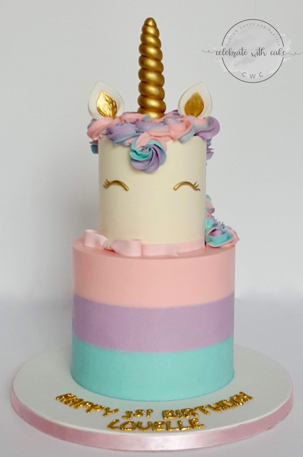 Celebrate With Cake Unicorn 1st Birthday Two Tiers Cake celebrate-with-cake-unicorn-1st-birthday-two-tiers-cake