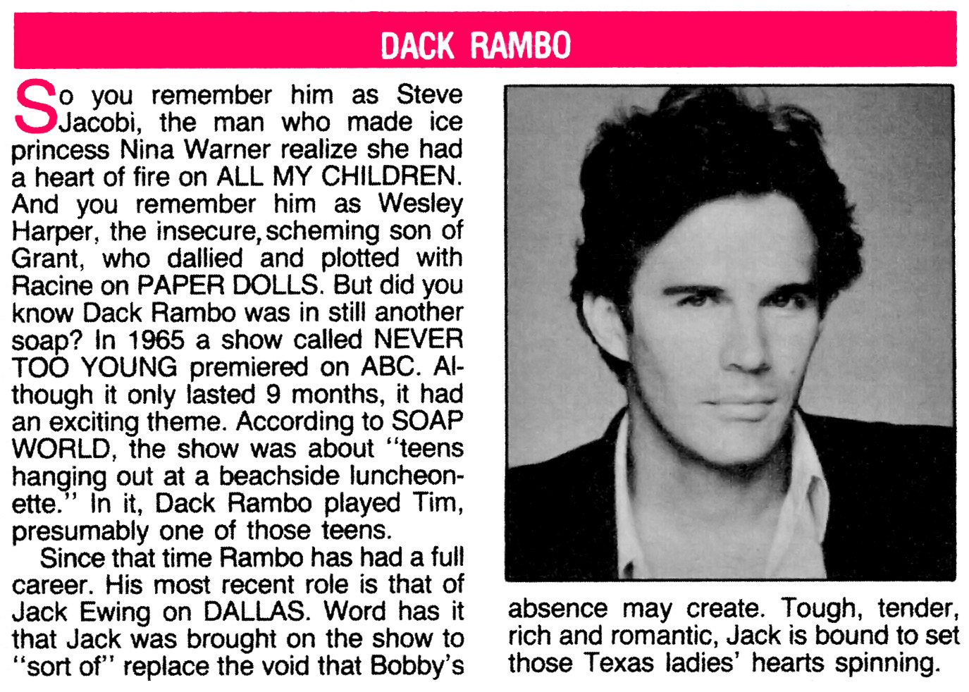 Dack Rambo Last Days
