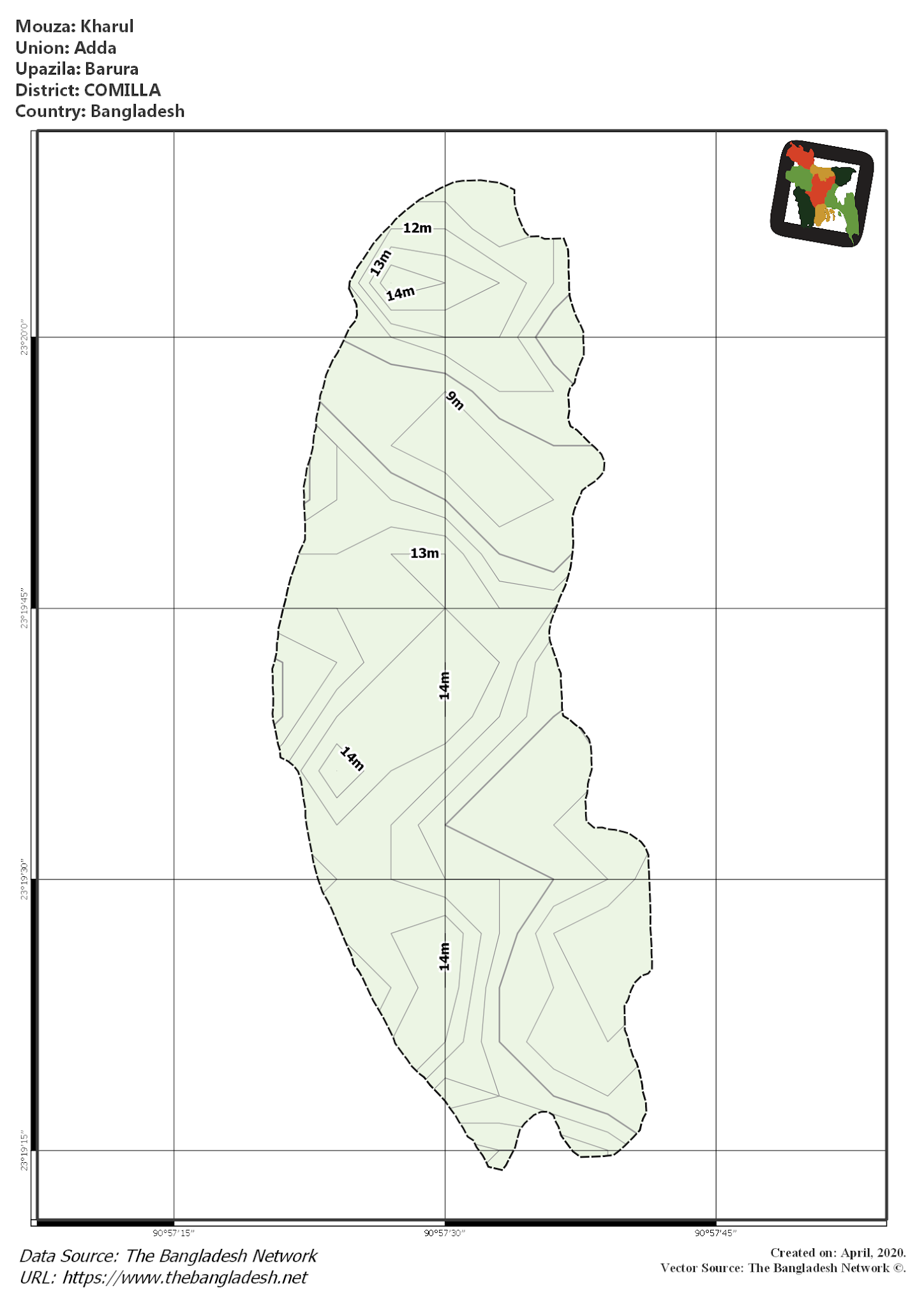 Map of Kharul Mouza, Barura, Comilla