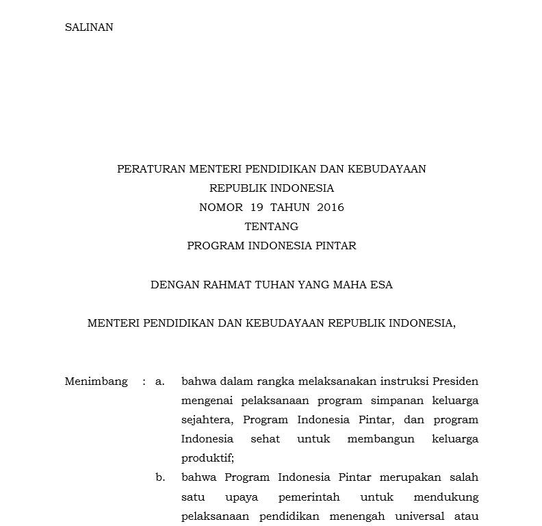 Permendikbud Nomor 19 Tahun 2016 - PERATURAN MENTERI PENDIDIKAN DAN ... Permendikbud Nomor 19 Tahun 2016 - PERATURAN MENTERI PENDIDIKAN DAN ...