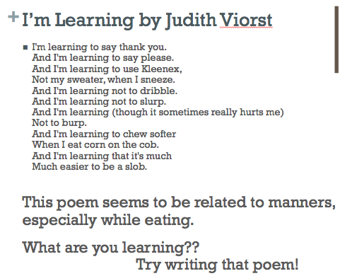My Writing Stories that Only I Can Tell: Poetry inspired by Judith Viorst