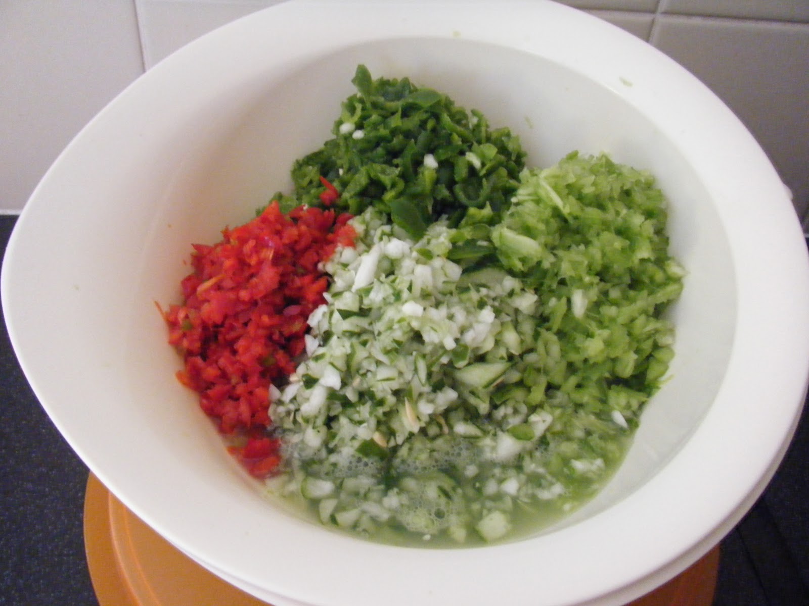 Sweet Chilli Relish in Tupperware Quick Chef and Pro Mixing Bowl