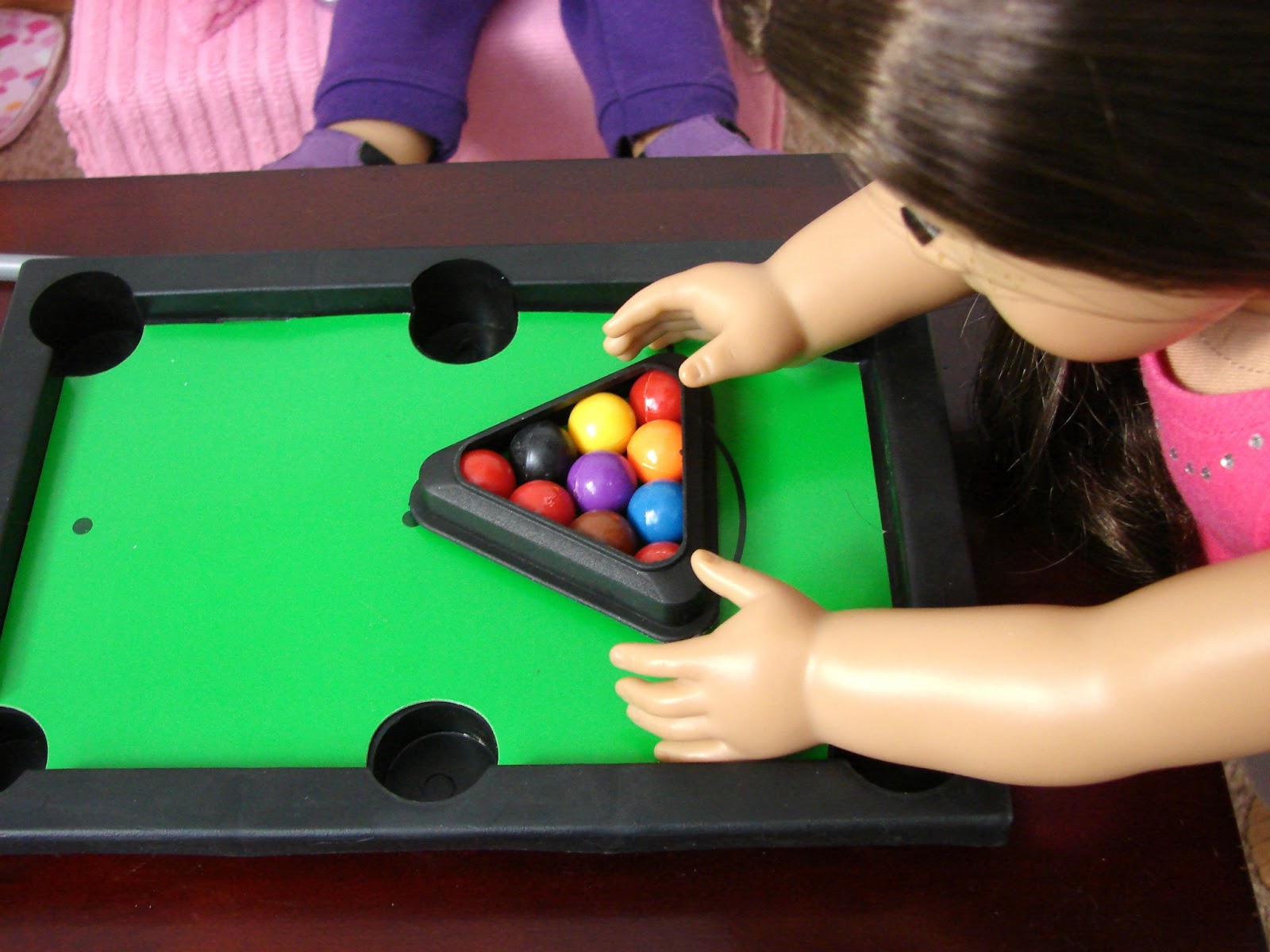 American Girl Doll Play: Dollar Store Find - Doll Sized Pool Table!