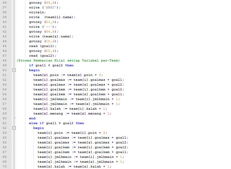 Membuat Contoh Program Klasemen Sepak Bola dengan PASCAL