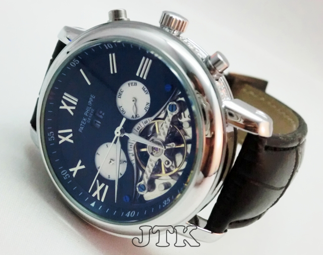JAM TANGAN PATEK PHILIPPE SUPER ROMAWI TURBILON LEATHER FULLBLACK Rp ...